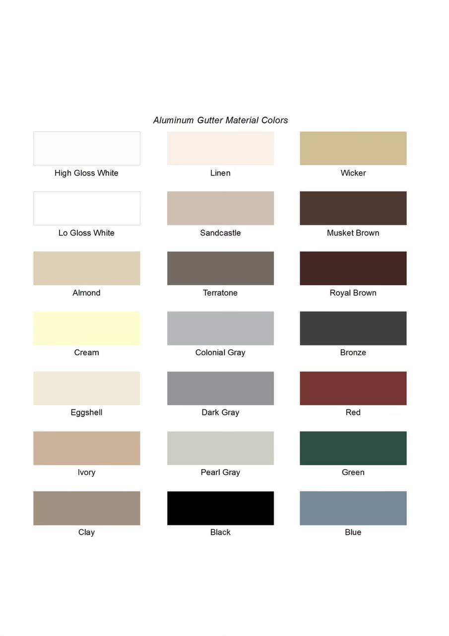 Gutter sizes & colors